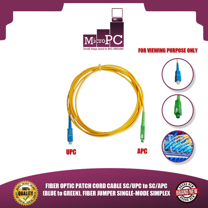 MICRO PC FIBER OPTIC PATCH CORD CABLE SC/UPC to SC/APC (BLUE to GREEN ...