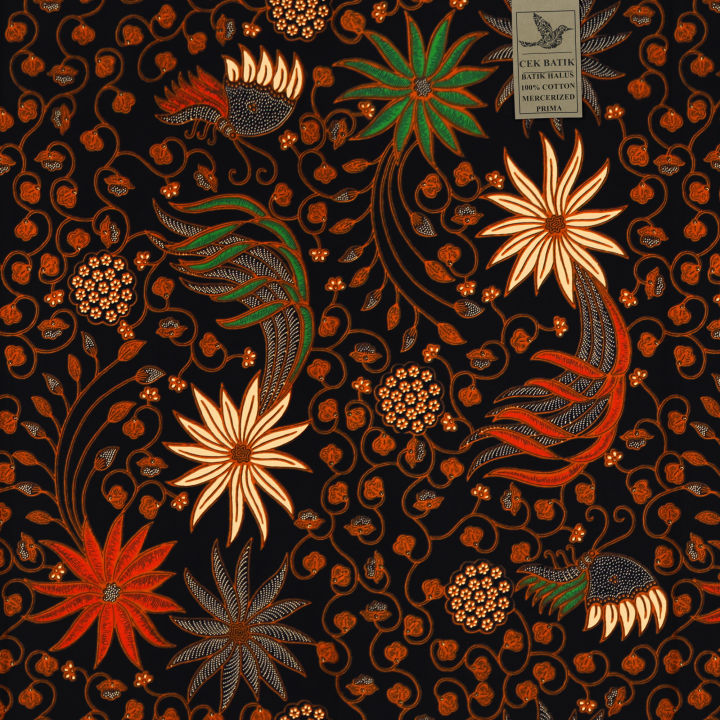 batik tradisional - Motif Batik Classic Kupu Bunga Dasar Hitam (Ukuran ...