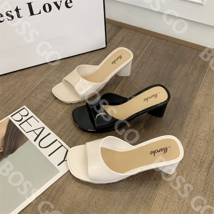 Boss Go 7CM Heeled Sandals For Women Block Heels Rubber Material Casual ...