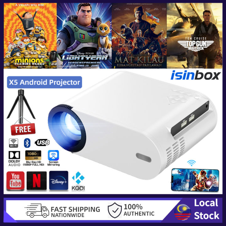 🔥Free shipping+tripod🔥 iSinbox 4500lumens X5 Projector mini for room ...