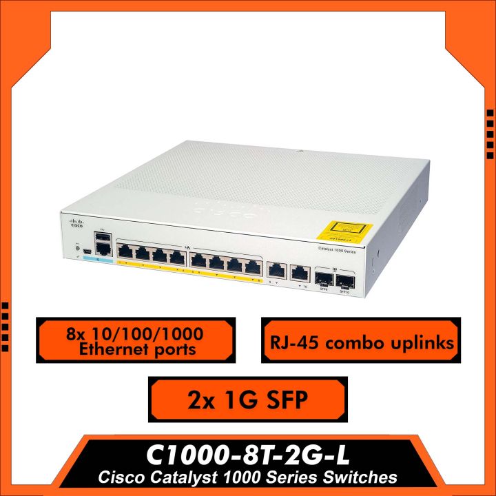 C1000-8T-2G-L│Cisco Catalyst 1000 Series Switches│8x 10/100/1000 Ethernet ports│2x 1G SFP and RJ ...