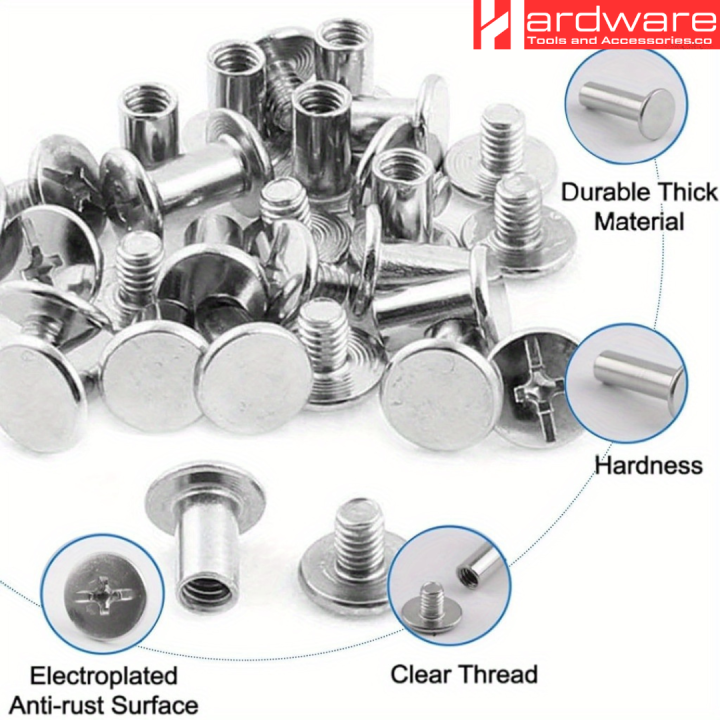 Flat Head Chicago Screw Back Rivets Book Binding Screw Connecting Screw ...