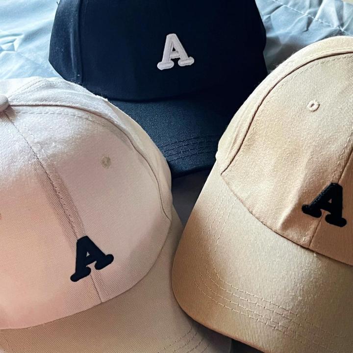 Topi Tulisan A Korean Baseball Cap Letter A Baseball Cap Casual Korean ...