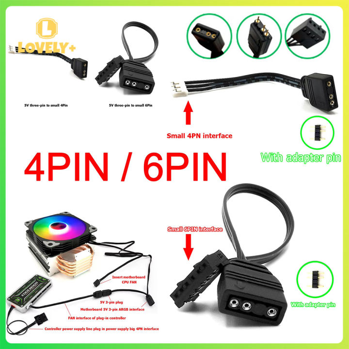 Fan Controller 5V 3-Pin To 6Pin 4Pin Converter Cord Argb 3Pin To 4P 6P ...