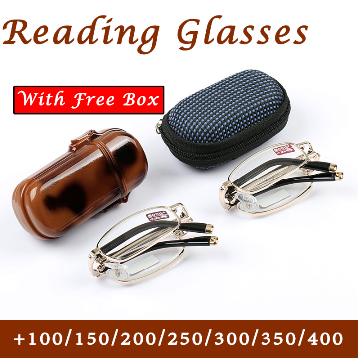 【With Free Box】Folding Reading Glasses High-definition Portable Long ...