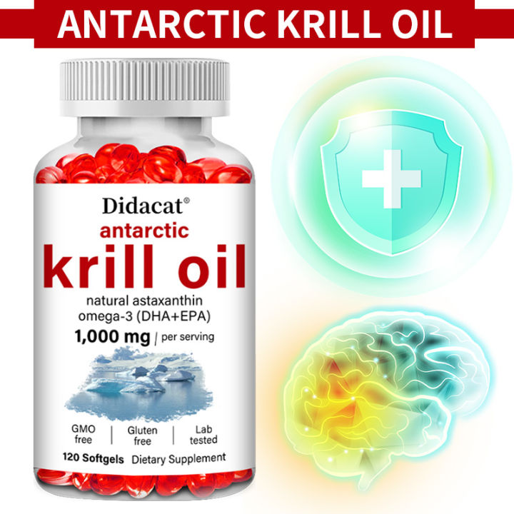 Didacat Antarctic krill oil capsules, Omega-3 and EPA/DHA, antioxidant ...