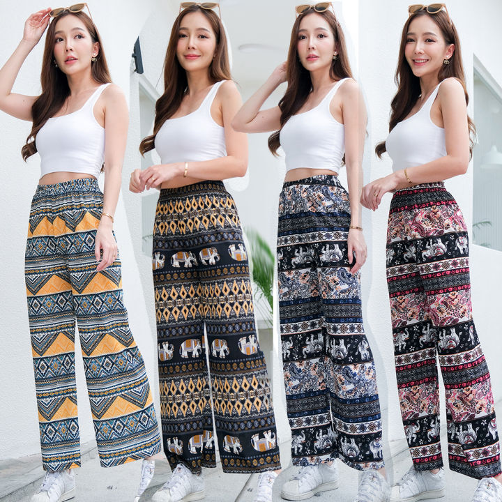 🛍NalinnStyle 🩳กางเกงช้าง ขาปล่อย 🌟 กางเกงผ้าสปัน Made in thailand เนื้อ ...