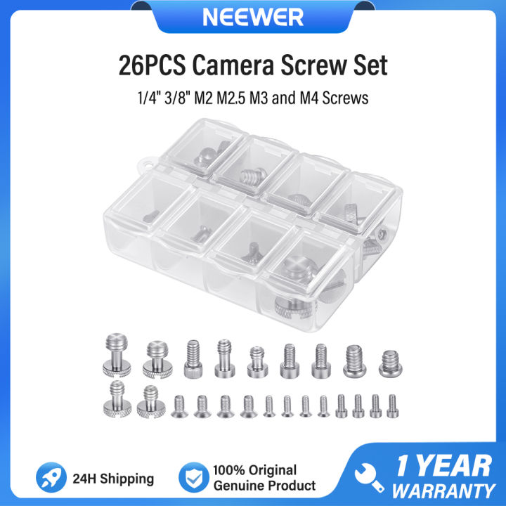 NEEWER 26Pcs Camera Screw Set with 1/4", 3/8", M2, M2.5, M3, and M4 Screw, UA002 | Lazada Singapore