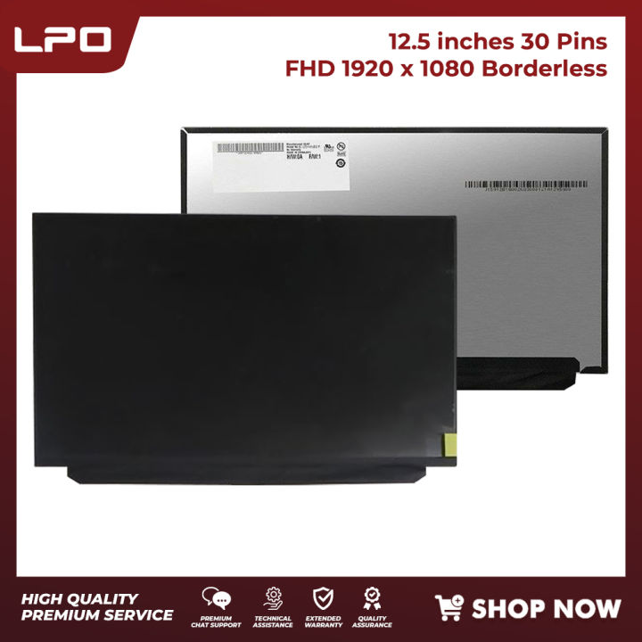 LPO Laptop LCD Screen 12.5 inches 30 Pins FHD 1920 x 1080 Borderless ...