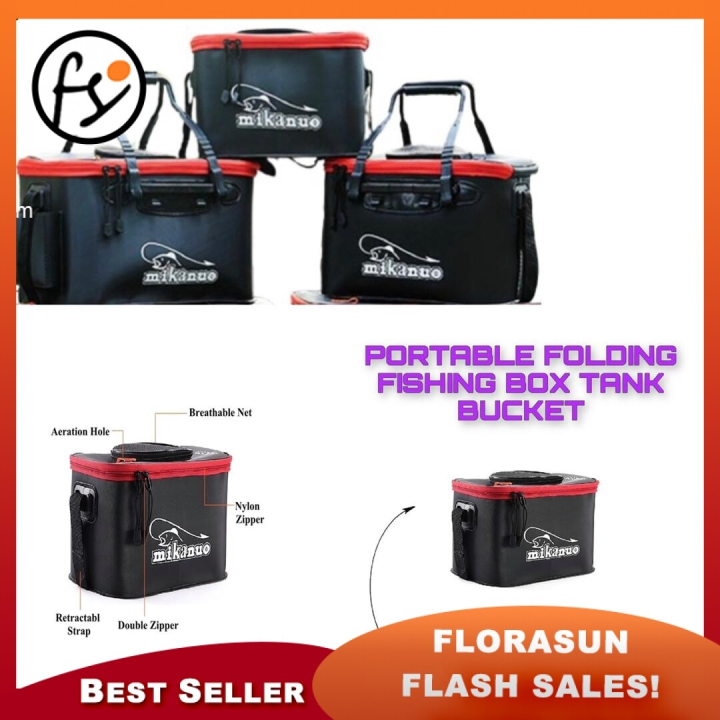 Fish Tackle Box Portable Folding Fishing Box Fishing Tank Bucket ...