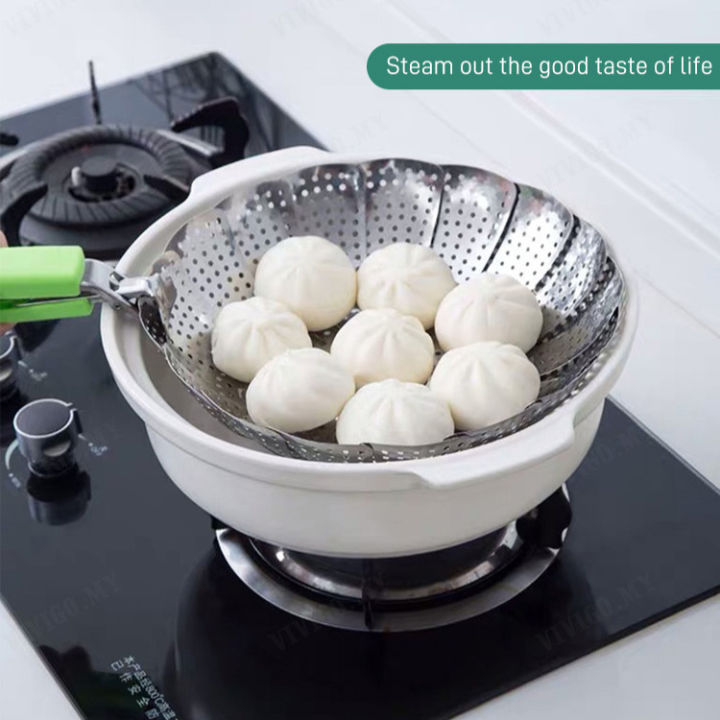 Stainless Steel Folding Steaming Tray Multifunctional Retractable Lotus ...