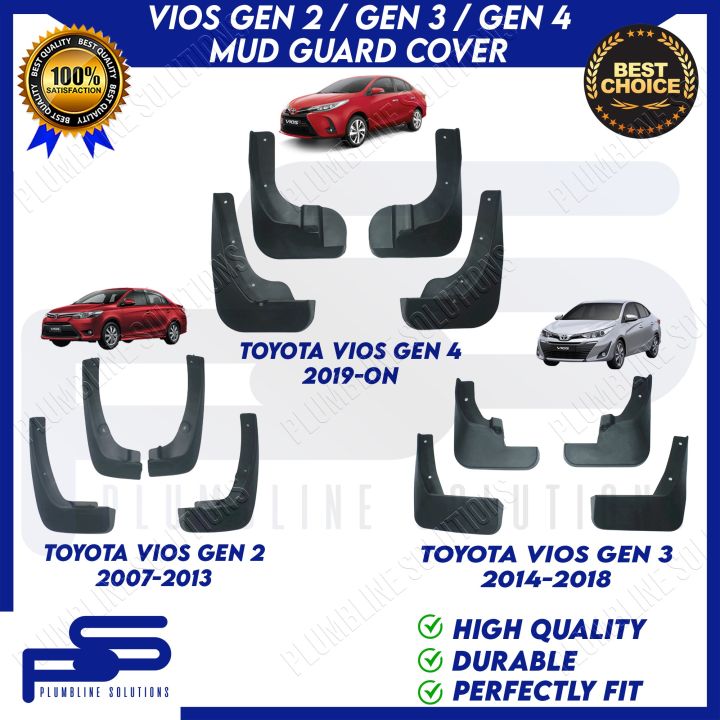 Mud Guard for Toyota Vios Gen 4 Gen 3 Gen 2/2007 2008 2009 2010 2011 ...