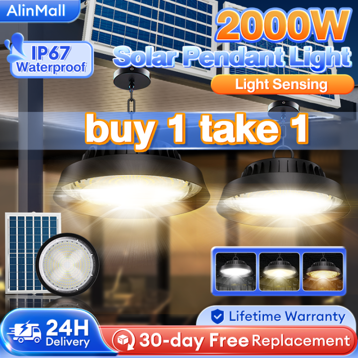 【Buy 1 Take 1】AlinMall 2000W Solar Pendant Lights with solar panel LED ...
