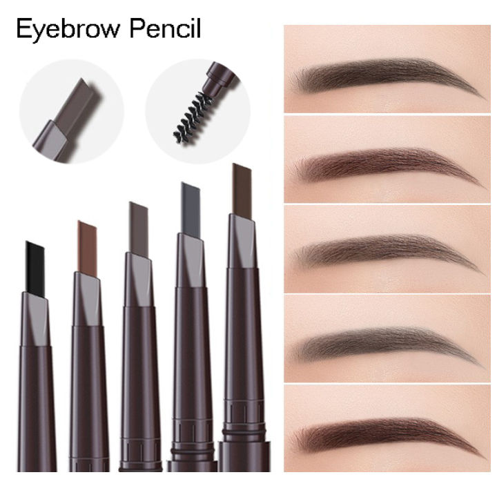 Waterproof Long-Lasting Eyebrow Pencil Slim Dark Brown Double-headed ...