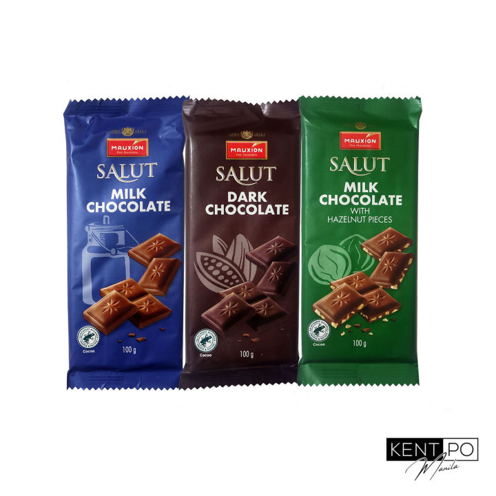 SALUT CHOCOLATE IMPORTED MAUXION FINE CHOCOLATES SALUT MILK CHOCOLATE ...