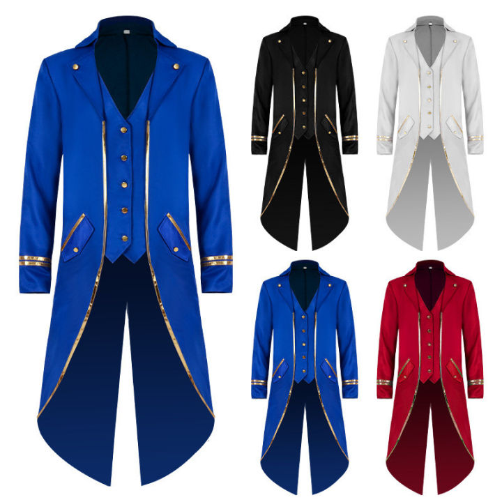 Tailcoat Medieval R Mid-Length Punk Gold-Edged Coat European Costplay ...