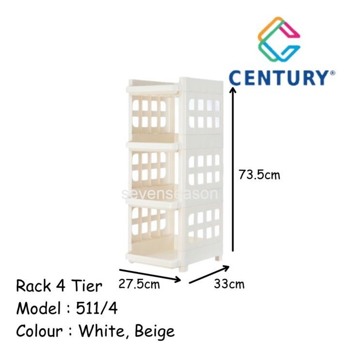 Century 4 Tier Multi Purpose Plastic Rack / Book Rack / Shoe Rack 511/4 ...