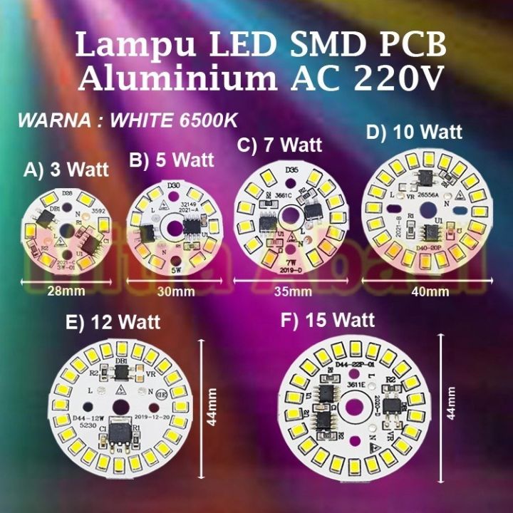 PCB Round LED SMD 2835 Putih 6500K AC 220V | Lazada Indonesia