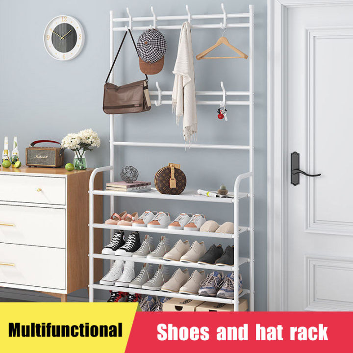 4 Layer Multifunctional Shoe Hat Rack Organizer Simple Floor Coat Rack ...