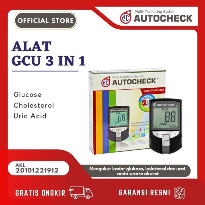 Autocheck Paket Lengkap GCU 3 in 1 Alat Cek Tes Test Gula Darah ...