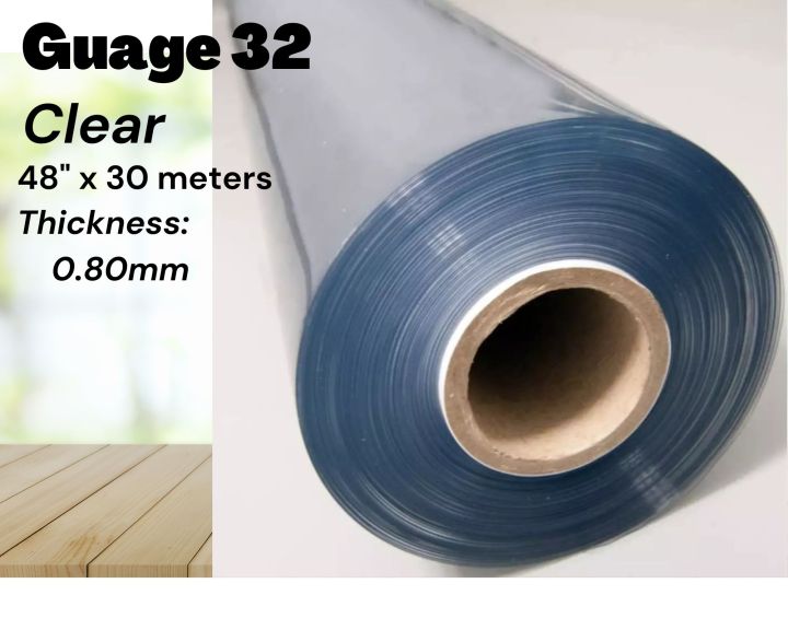 CLEAR PVC PLASTIC COVER SHEET / GUAGE 32 TRANSPARENT / 48"x30m/roll ...