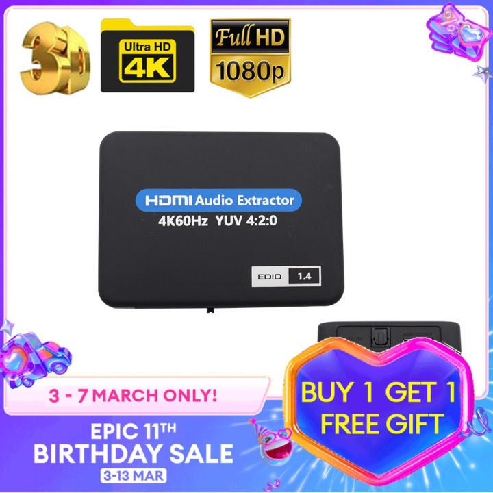 HDMI Compatible Audio Extractor 4K X 2K HDMIToHDMI Optical TOSLINK ...