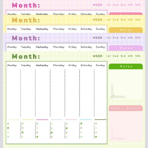 Weekly Monthly Planner 50 Sheets A4 / A5 (Tearable/ Tear-off) Desktop ...