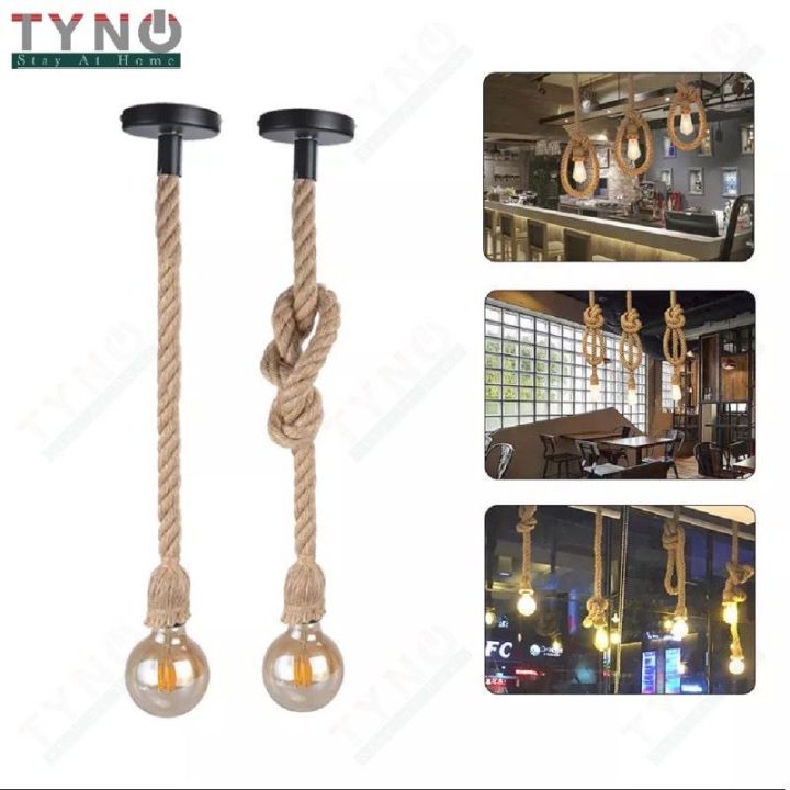 Rope Pendant Lights Industrial E27 lighting diy decor Hanging Lamp | Lazada