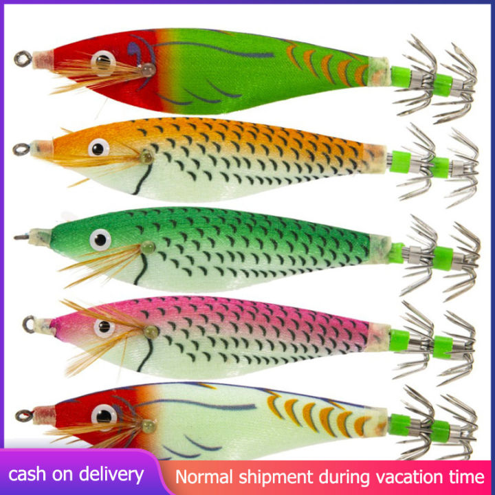 Squid Jig Hooks Fishing Shrimp Bait Set Simulation Prawn Lures Squid ...