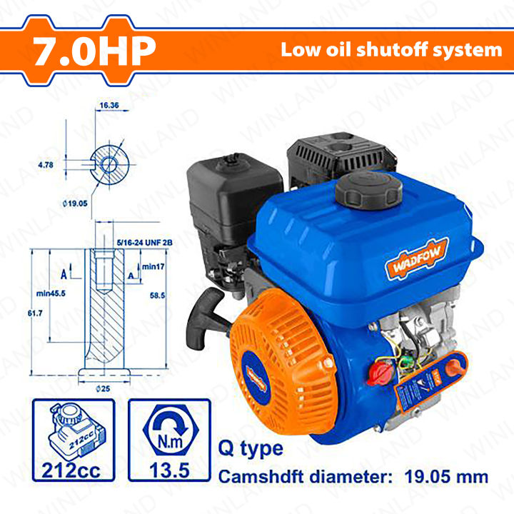 Wadfow by Winland 7.0HP 4-stroke Industrial Marine Low Speed Gasoline ...