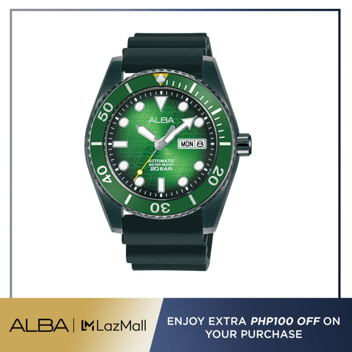 Alba Philippines AL4439X1 Green Dial Green Silicone Strap Men's ...