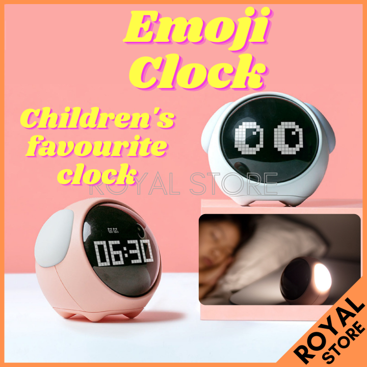 New Emoji Alarm Clock Cute Pixel Expression Kids Multifunction USB ...