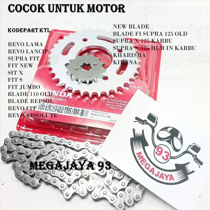GEAR SET / GIR SET PAKET RANTAI SUPRA FIT NEW , SUPRA X 125 , KHARISMA , REVO LAMA , BLADE LAMA ...