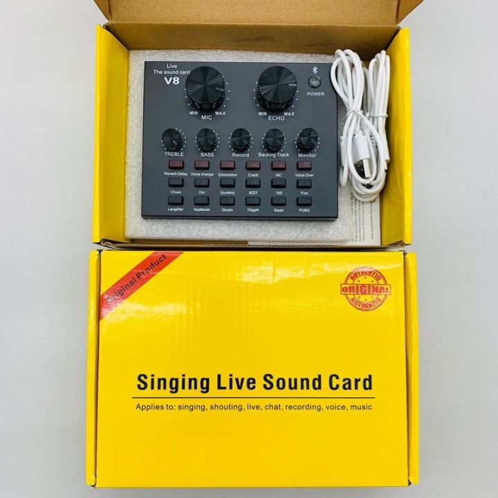 ~Ship From KL~ V8 Sound Card Broadcast Audio Streaming USB Headset Microphone Live V8 Singing ...