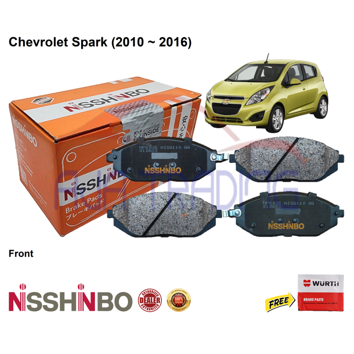 Genuine Nisshinbo Front Brake Pads with SHIMS for Chevrolet Spark (2010 ...