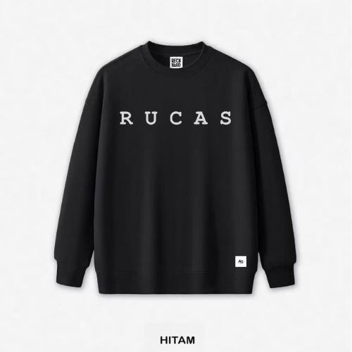Rucas Sweater Crewneck Basic Vintage Cotton Plecce Tebal Sig Logo Text ...
