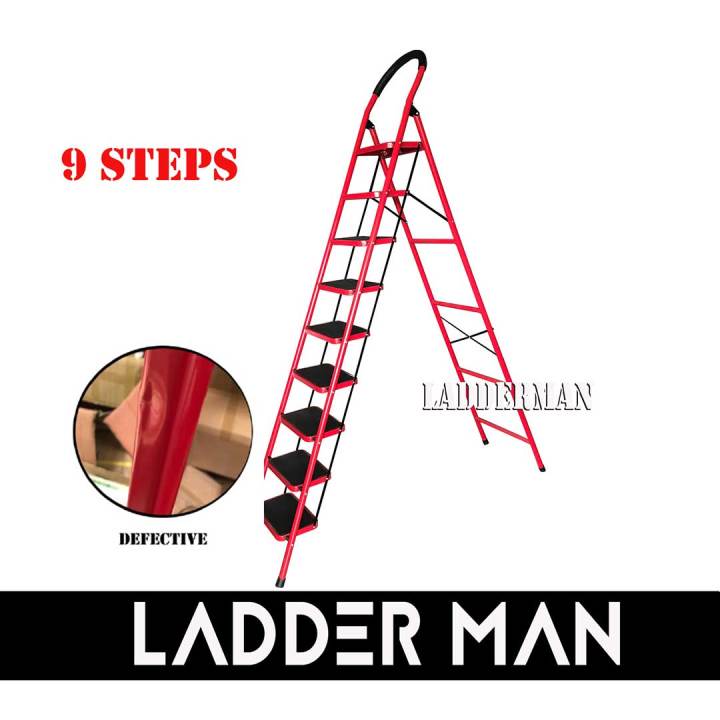 Defective Heavy Duty Foldable 9 Step Stool Ladder with Hand Grip | Lazada