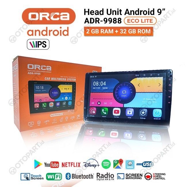 HEAD UNIT DOUBLE DIN ANDROID ORCA ADR-9988 9" INCH/ 10" INCH UNIVERSAL ...