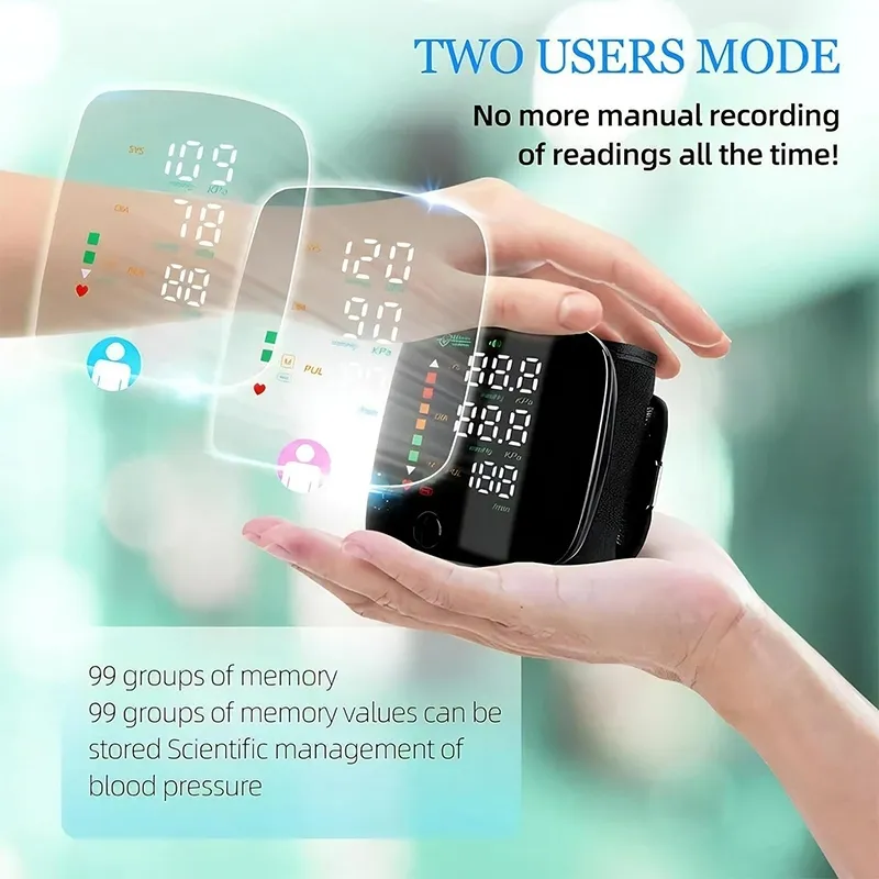 Portable Monitor BP Digital Blood Pressure Rechargeable Wrist High ...