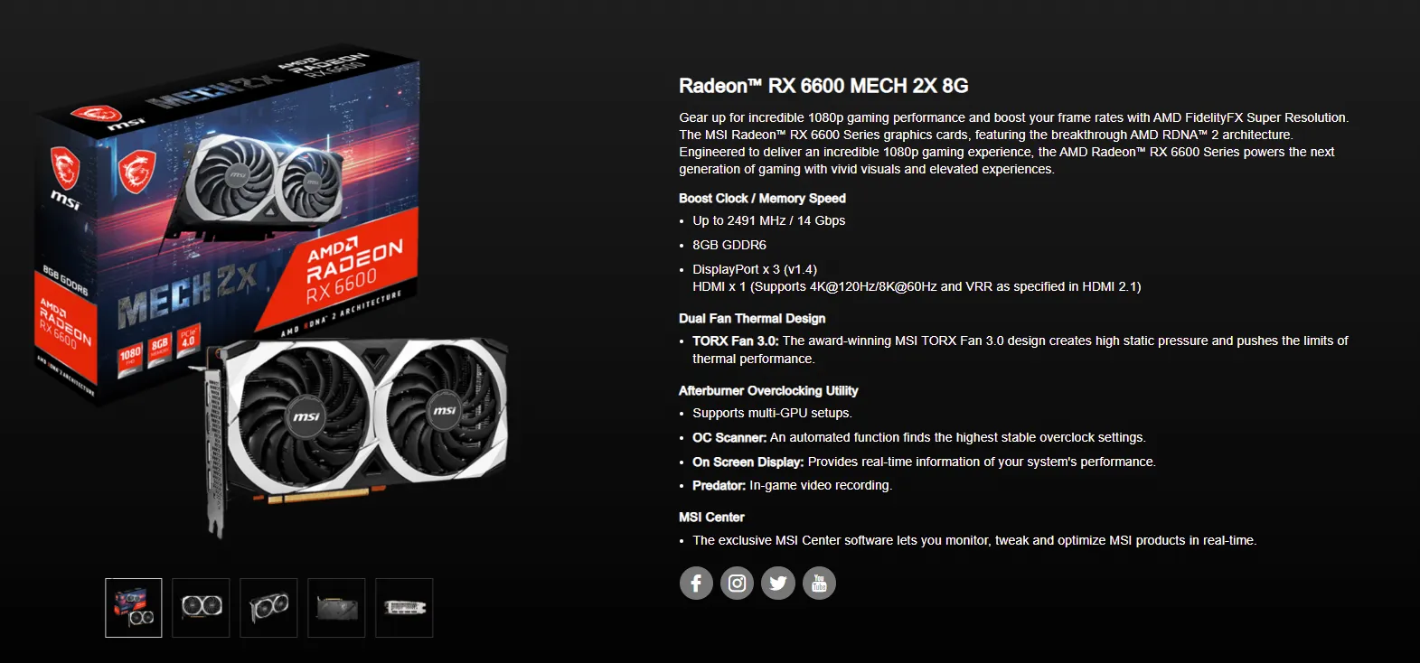 MSI RX 6600 MECH 2X 8G GRAPHIC CARD | Lazada