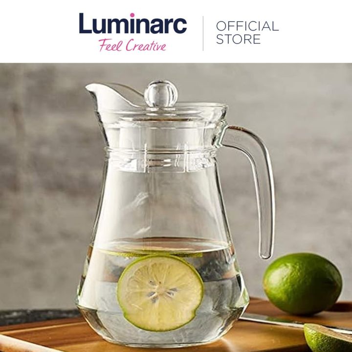 Luminarc Kone Water Juice Glass Jug Pitcher with Lid 1.3L | Lazada PH