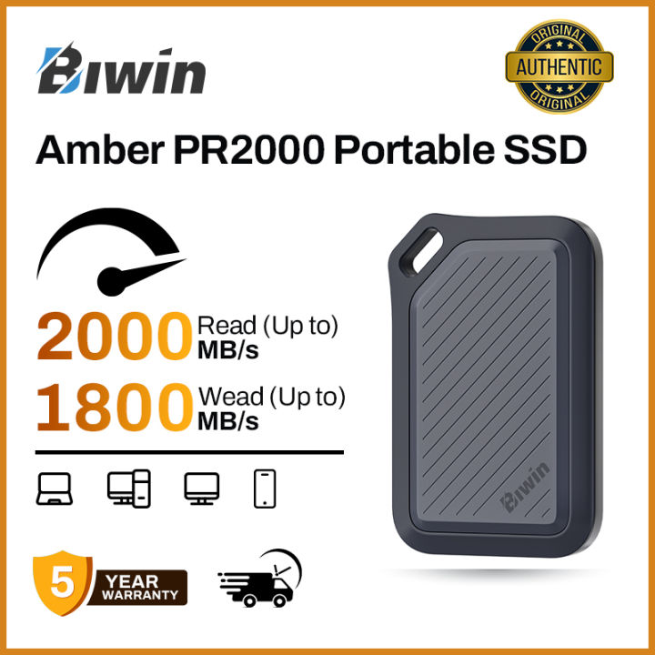 BIWIN PR2000 External SSD 2TB, Up to 2000 MB/s, IP67 Dust & Waterproof ...