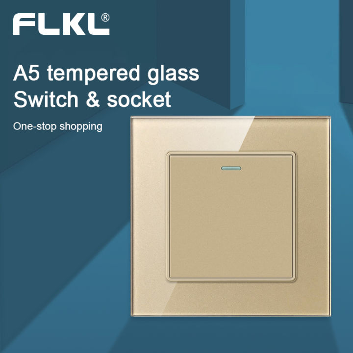 FLKL 220V Golden Wall Power Switch 13amp Universal 3/6 Pin Plug Point ...