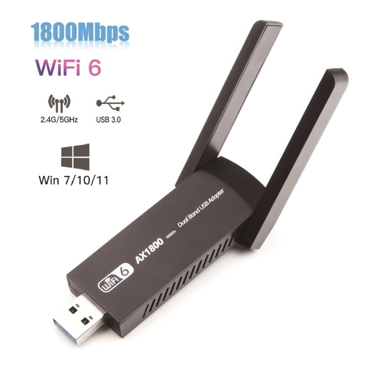 【firm】 USB WiFi 6 Adapter 1800Mbps Network Card 5 GHz WiFi6 Dongle Dual ...
