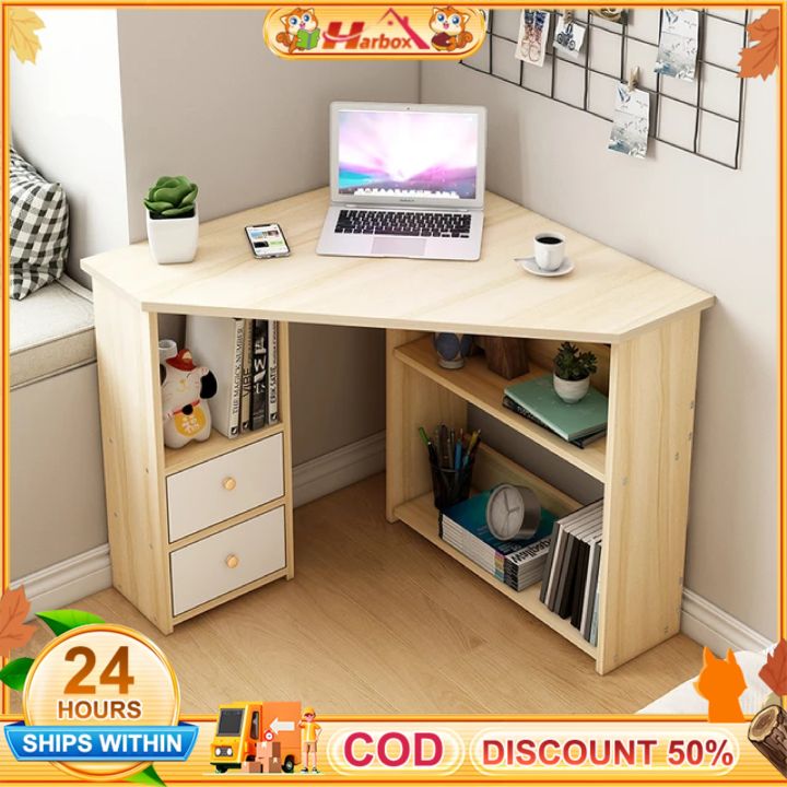 HARBOX Wooden Study Desk Corner Table Simple Modern Desk ...
