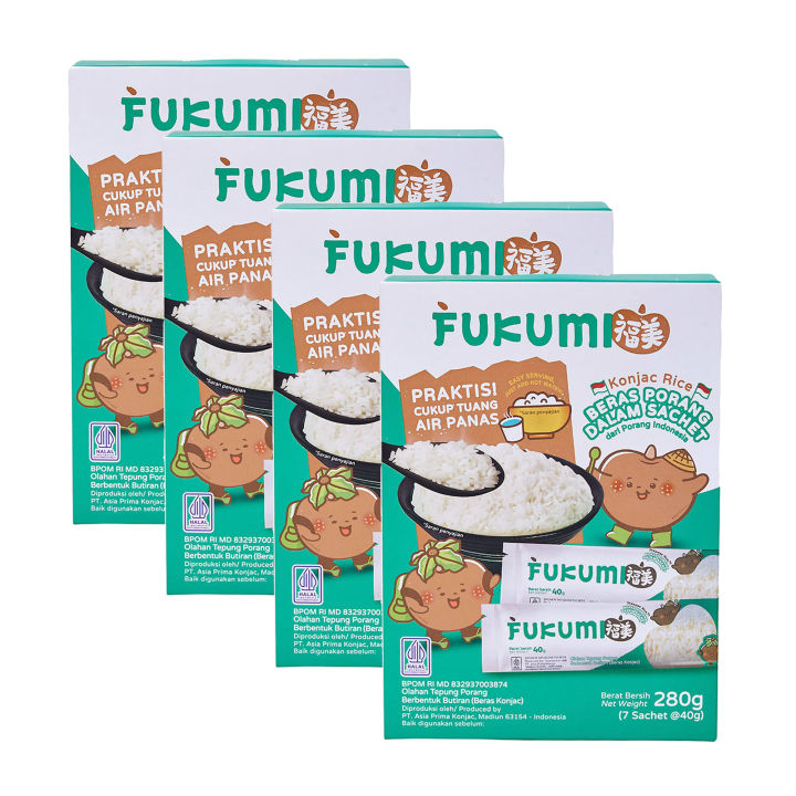 [Paket isi 4] Fukumi Beras Porang Box Sachet - Shirataki/Konjac Rice ...