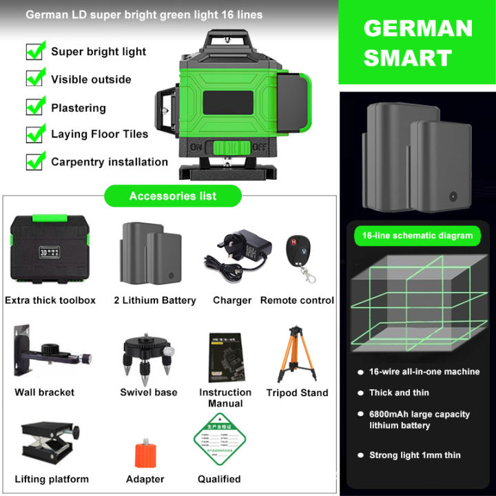 【🇲🇾】4D 12/16 Line Laser Level Digital Self-Leveling 360° Rotary Indoor ...