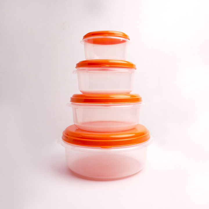 OSH Round Food Container 4 Piece Set 22 x 22 x 10 cm Food Storage Box ...