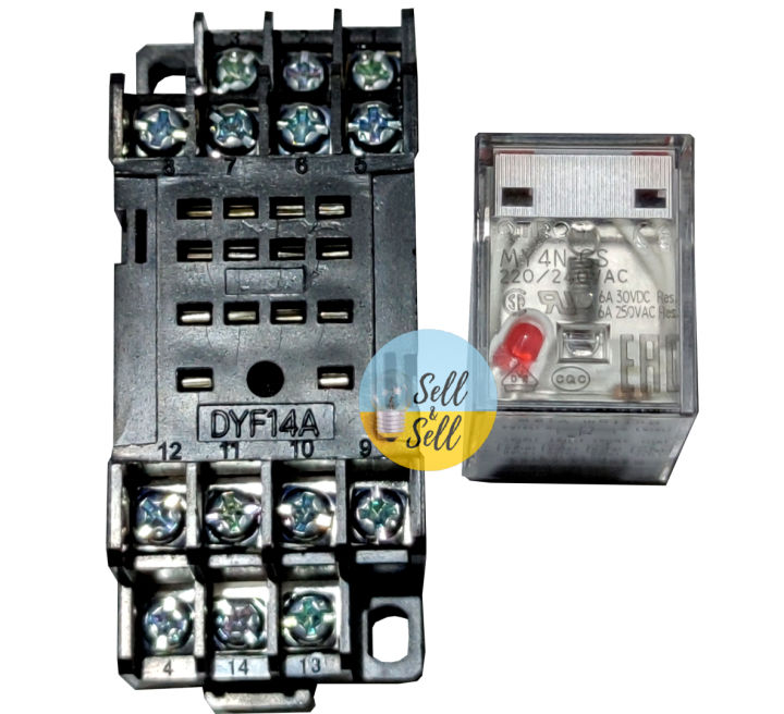 (1 SET) Relay MY4N-GS Omron 220VAC ORIGINAL + Socket / Relay Omron ...