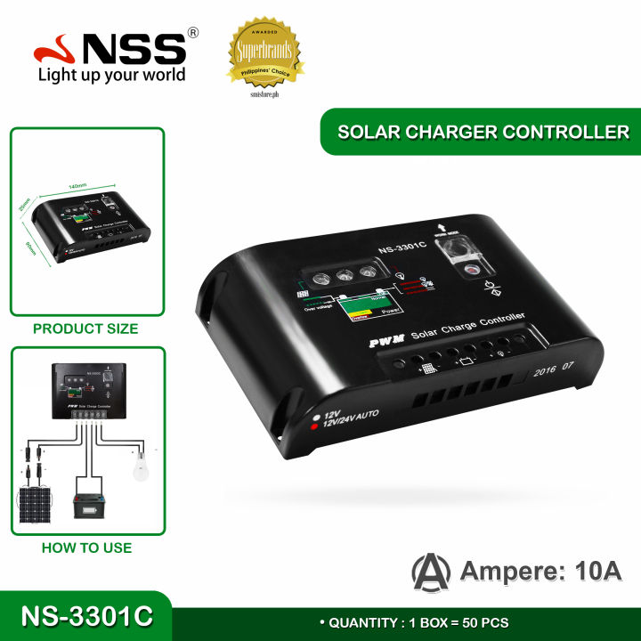 NSS Original Solar Charge Controller 12V/24V 10A/20A/30A LCD Intelligent Auto Regulate PWM ...